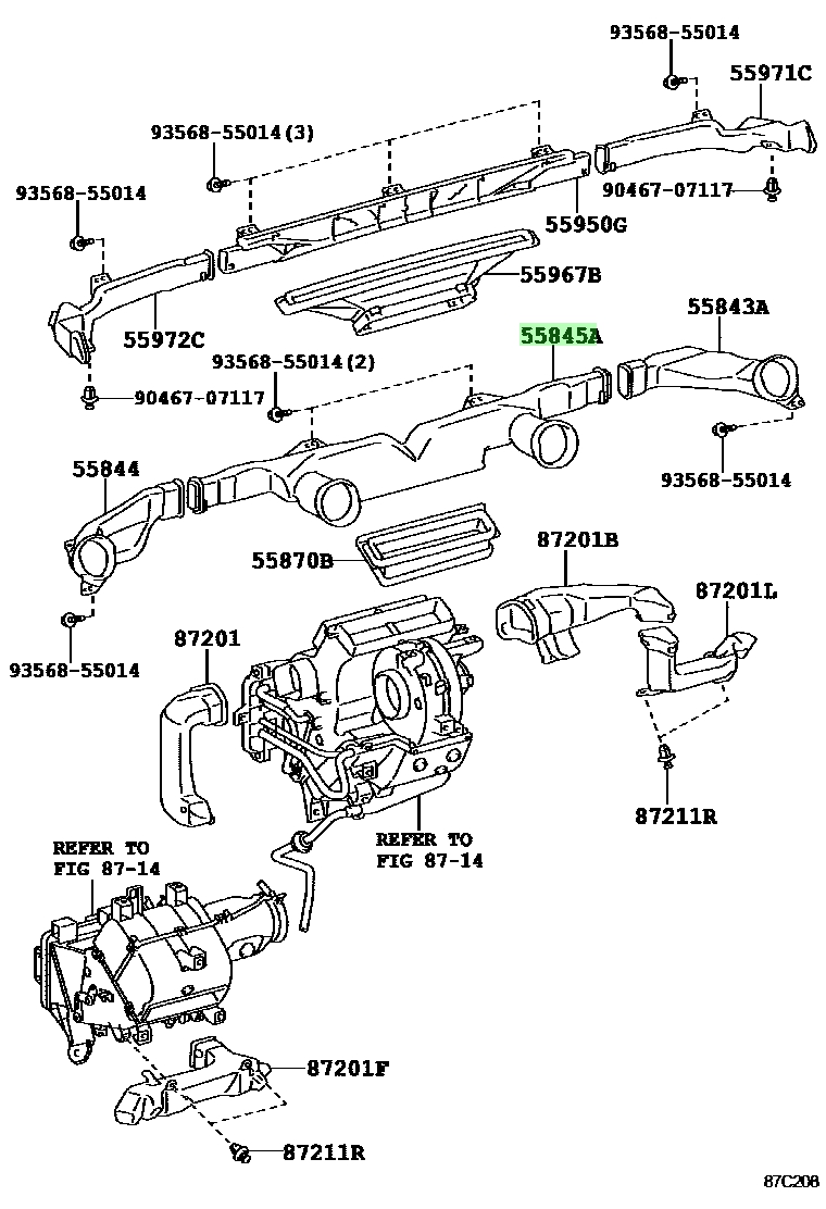 Buy Genuine Toyota 5584537071 (55845-37071) Duct, Heater To Register ...