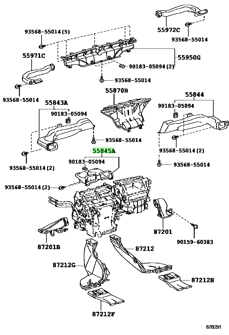 Buy Genuine Toyota 5584560180 (55845-60180) Duct, Heater To Register ...