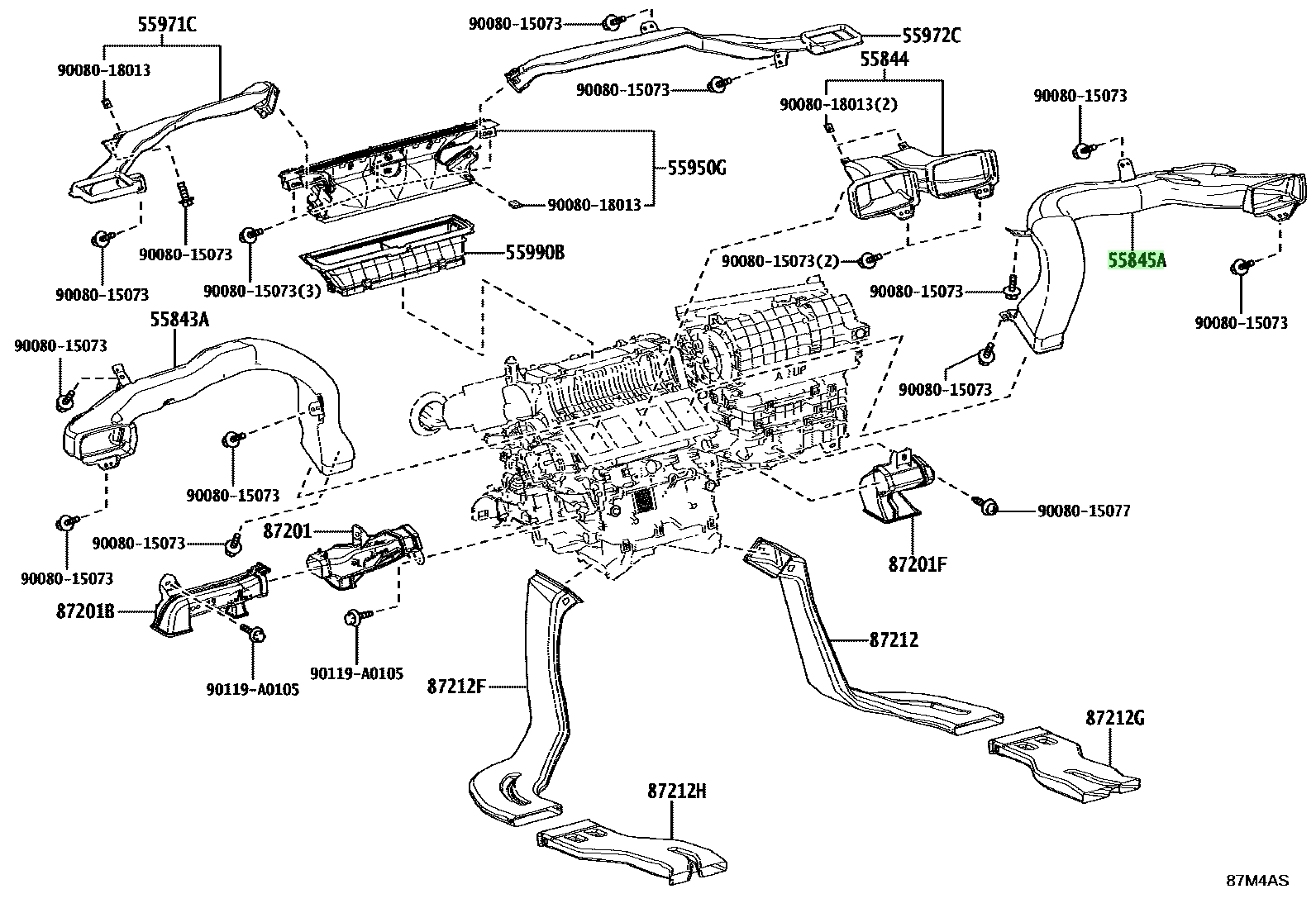 Buy Genuine Toyota 55845AK010 (55845-AK010) Duct, Heater To Register ...