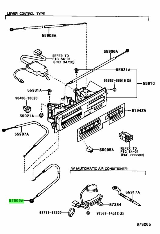 Купить Toyota 5590920070 (55909-20070) Cable Sub-Assy, Airmix Damper ...