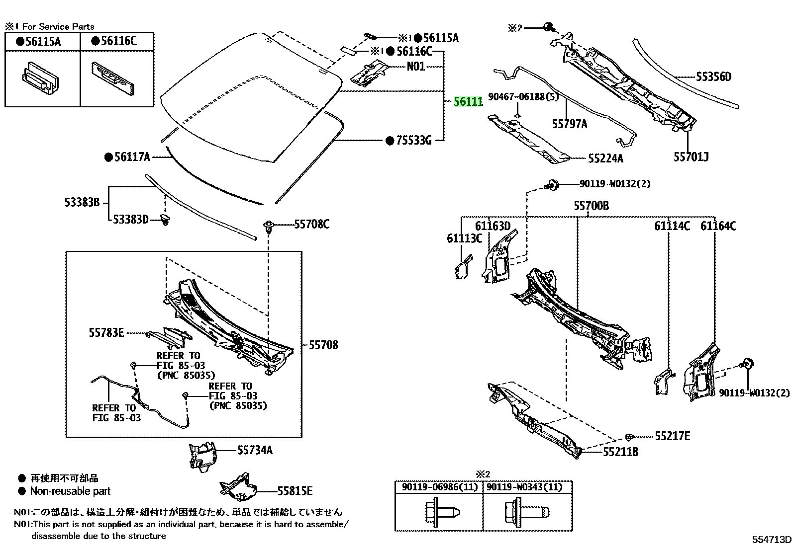 Buy Genuine Toyota 561010DF41 (56101-0DF41) Glass, Windshield. Photos ...
