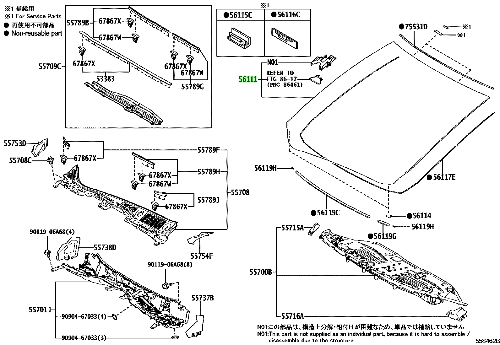 Buy Genuine Toyota 56101V2917 (56101-V2917) Glass, Windshield. Photos ...