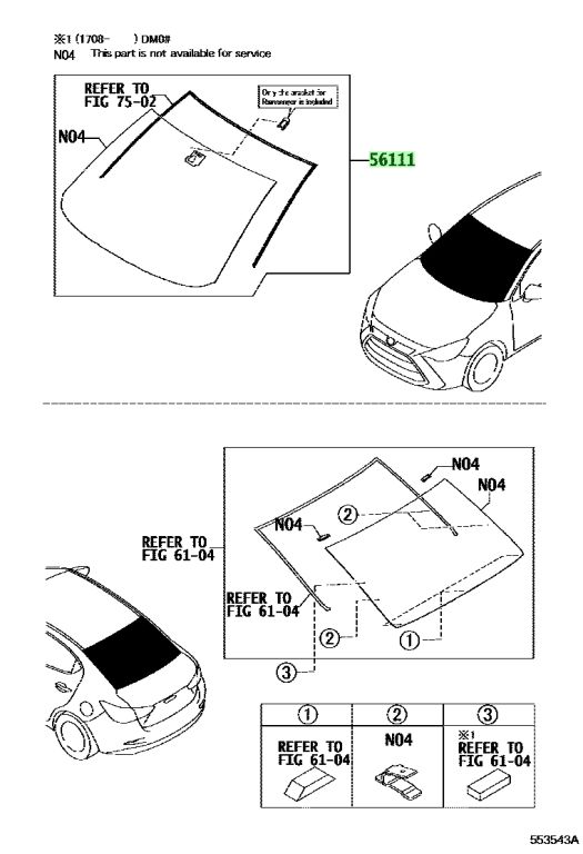 Buy Genuine Toyota 56101WB001 (56101-WB001) Glass, Windshield. Photos ...