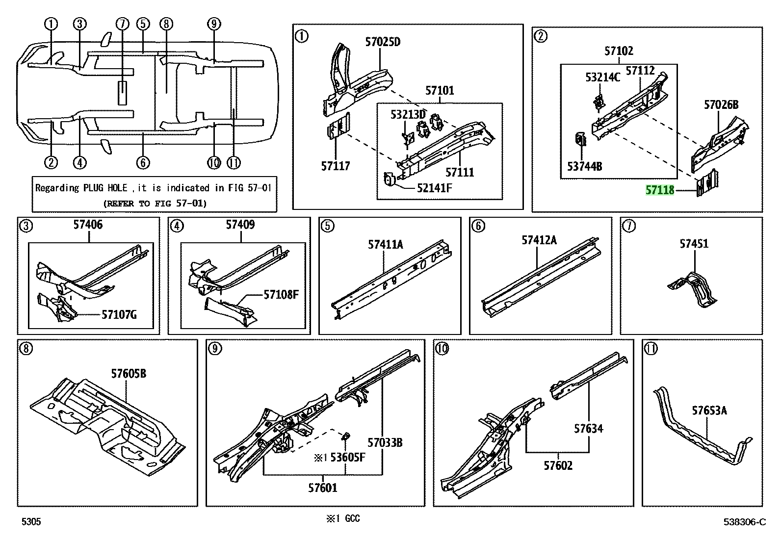 Buy Genuine Toyota 57118BZ080 (57118-BZ080) Plate Sub-Assy, Front Side ...