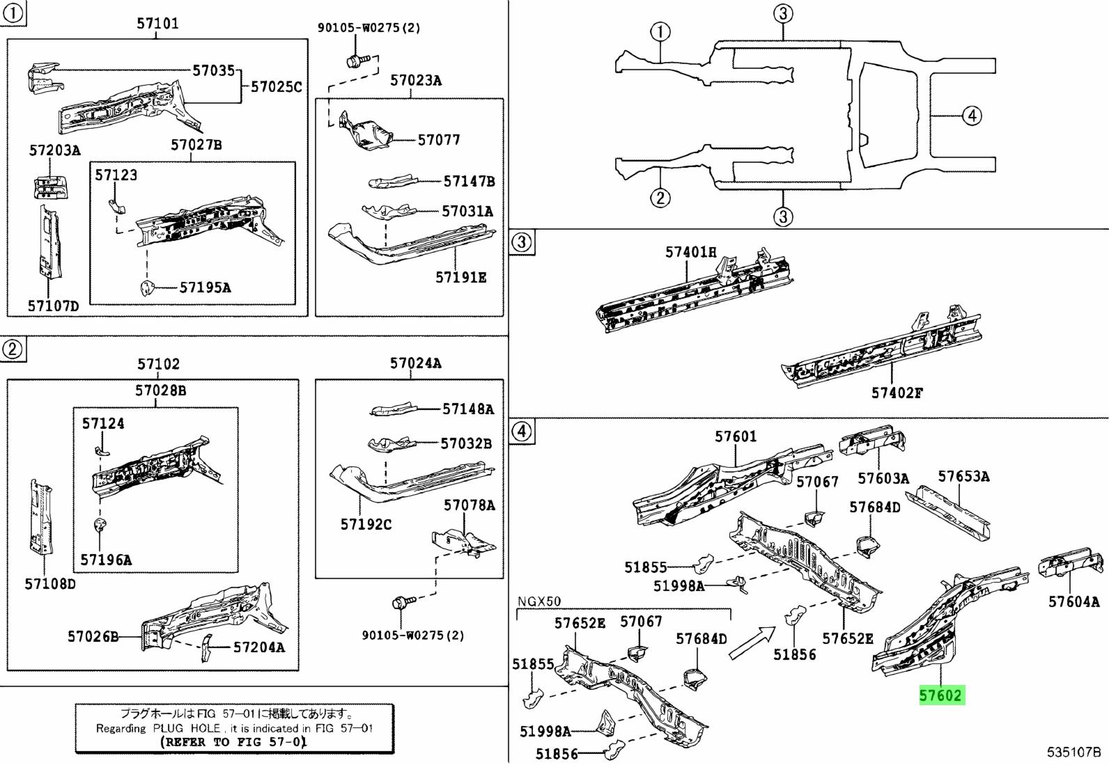 Buy Genuine Toyota 57602F4010 (57602-F4010) Member Sub-Assy, Rear Floor ...