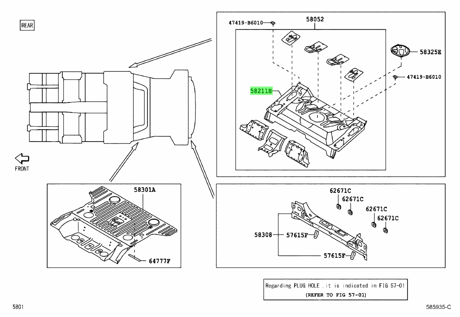 Buy Genuine Toyota 58211BZ070 (58211-BZ070) Pan, Center Floor. Photos ...