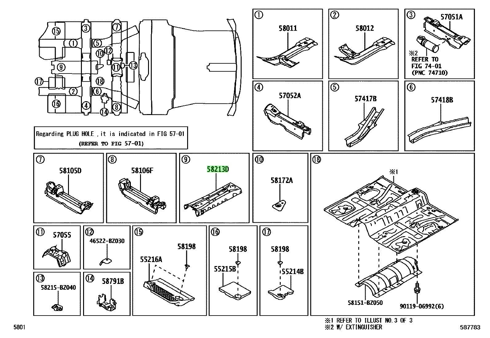Buy Genuine Toyota 58213BZ220 (58213-BZ220) Reinforcement, Center Floor ...