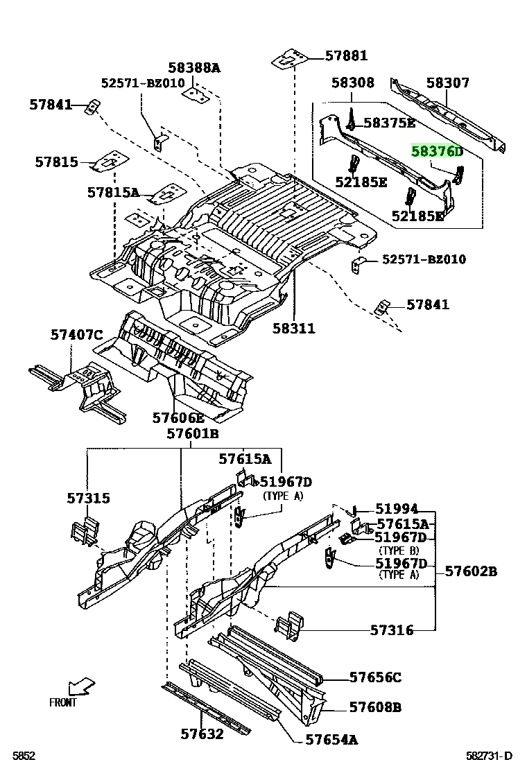 Buy Genuine Toyota 58376BZ080 (58376-BZ080) Reinforcement, Body Lower ...