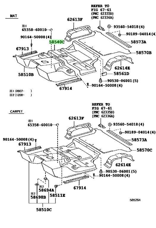 Buy Genuine Toyota 5854060A10B0 (58540-60A10-B0) Mat Assy, Floor, Rear ...