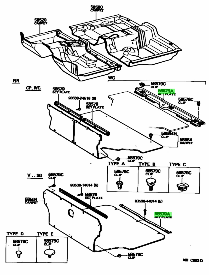 Buy Genuine Toyota 5857391C0203 (58573-91C02-03) Set Plate, Rear Floor ...
