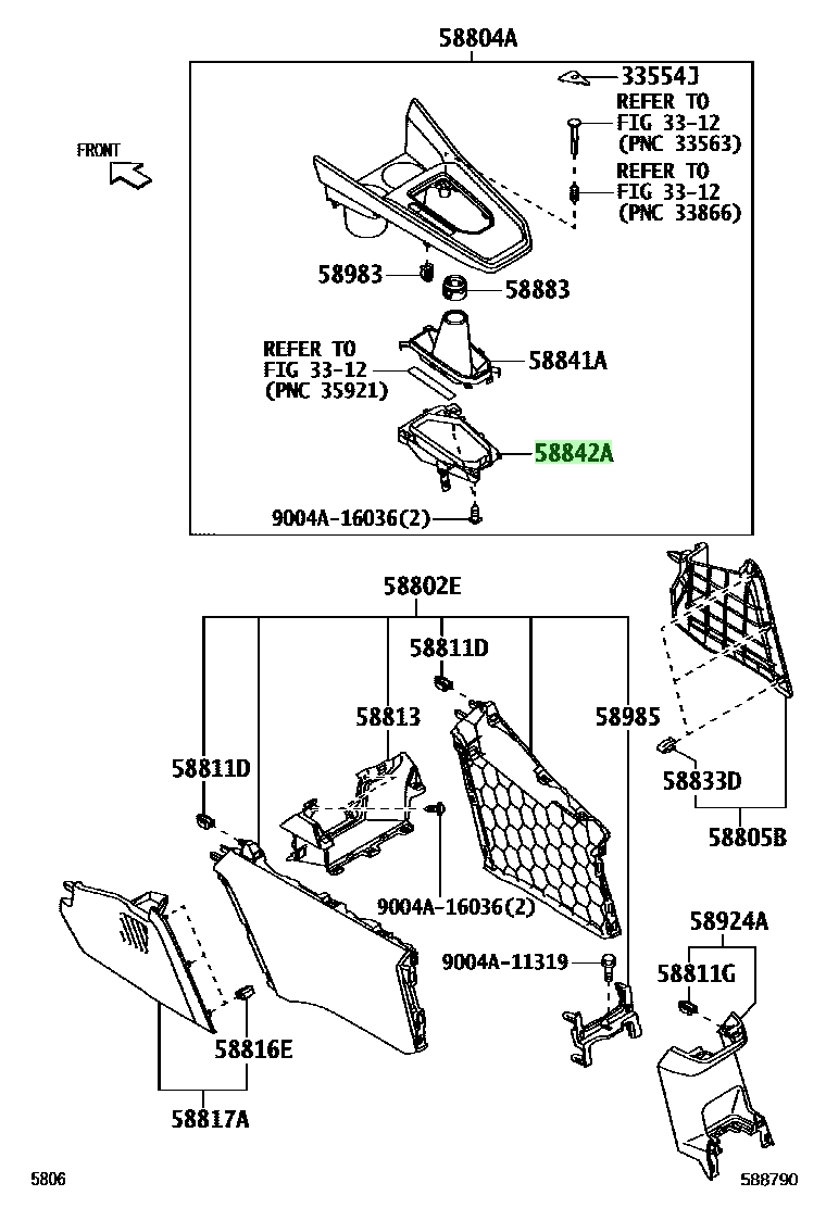 Buy Genuine Toyota 58842BZ290C0 (58842-BZ290-C0) Frame, Shifting Hole ...