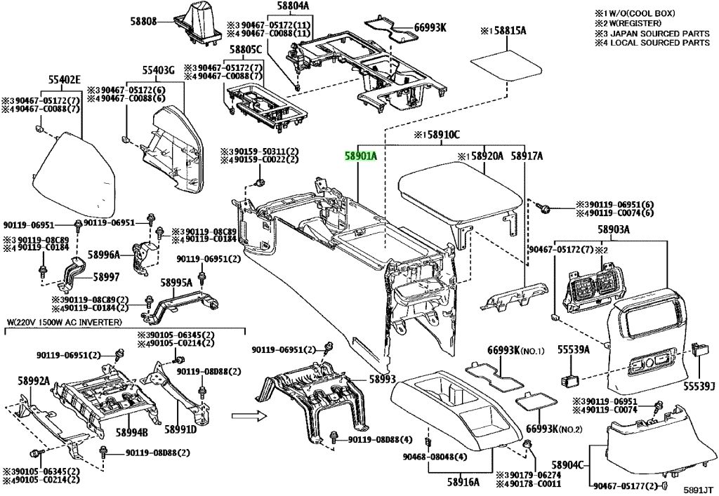 Buy Genuine Toyota 589010G030C0 (58901-0G030-C0) Box Sub-Assy, Console ...