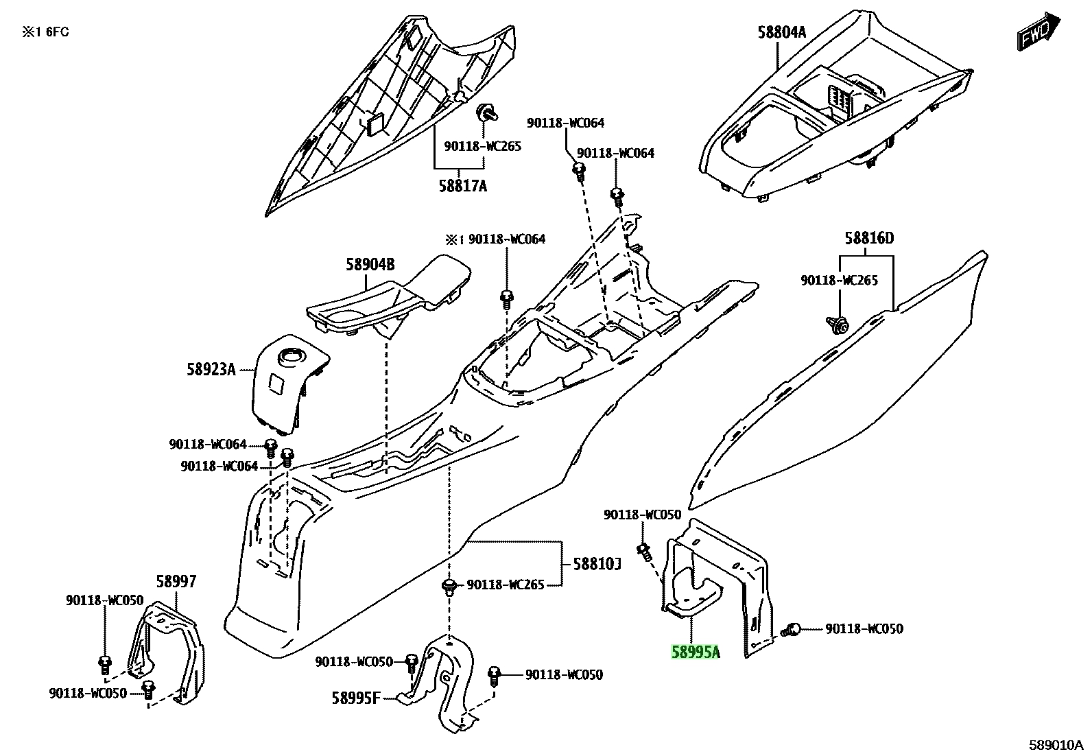 Buy Genuine Toyota 58995WC006 (58995-WC006) Bracket, Console Box ...