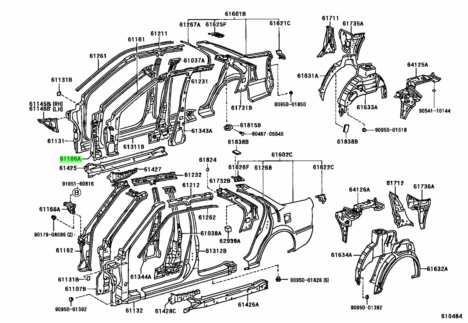 Buy Genuine Toyota 6110632120 61106 32120 Reinforce Sub Assy Front
