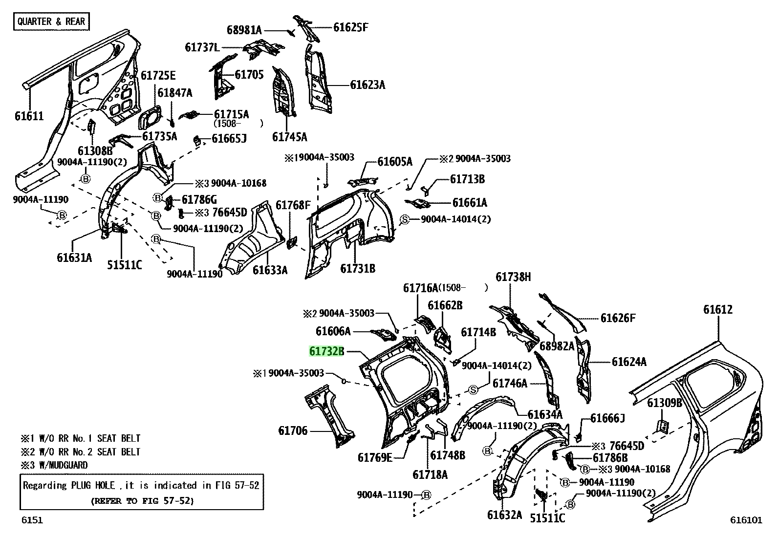Buy Genuine Toyota 61732BZ121 (61732-BZ121) Panel, Roof Side, Inner Lh ...