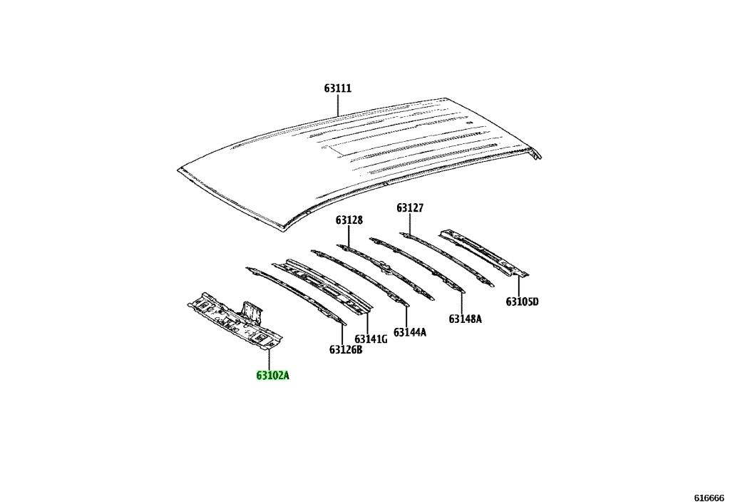 Buy Genuine Toyota 631020A070 (63102-0A070) Panel Sub-Assy, Windshield ...