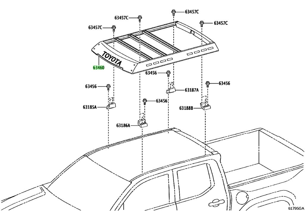 Buy Genuine Toyota 63460YY050 (63460-YY050) Rack Assy, Roof for Toyota ...