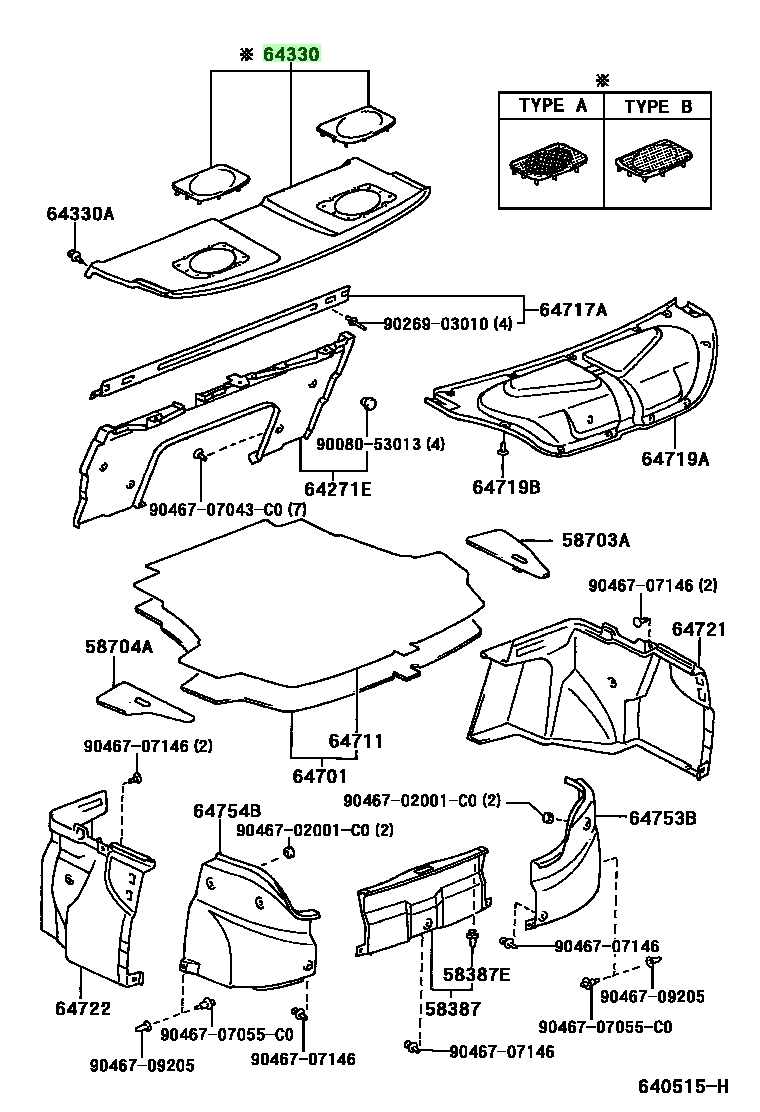Buy Genuine Toyota 6433006070E0 (64330-06070-E0) Panel Assy, Package ...