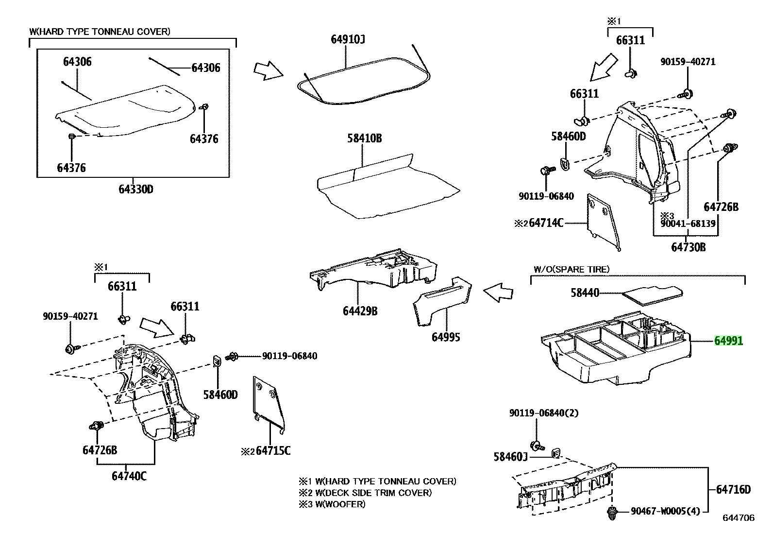 Buy Genuine Toyota 64991F4010 (64991-F4010) Box, Deck Floor, Front ...