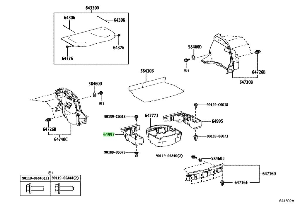 Buy Genuine Toyota 64997F4060 (64997-F4060) Box, Deck Floor, Lh. Photos ...