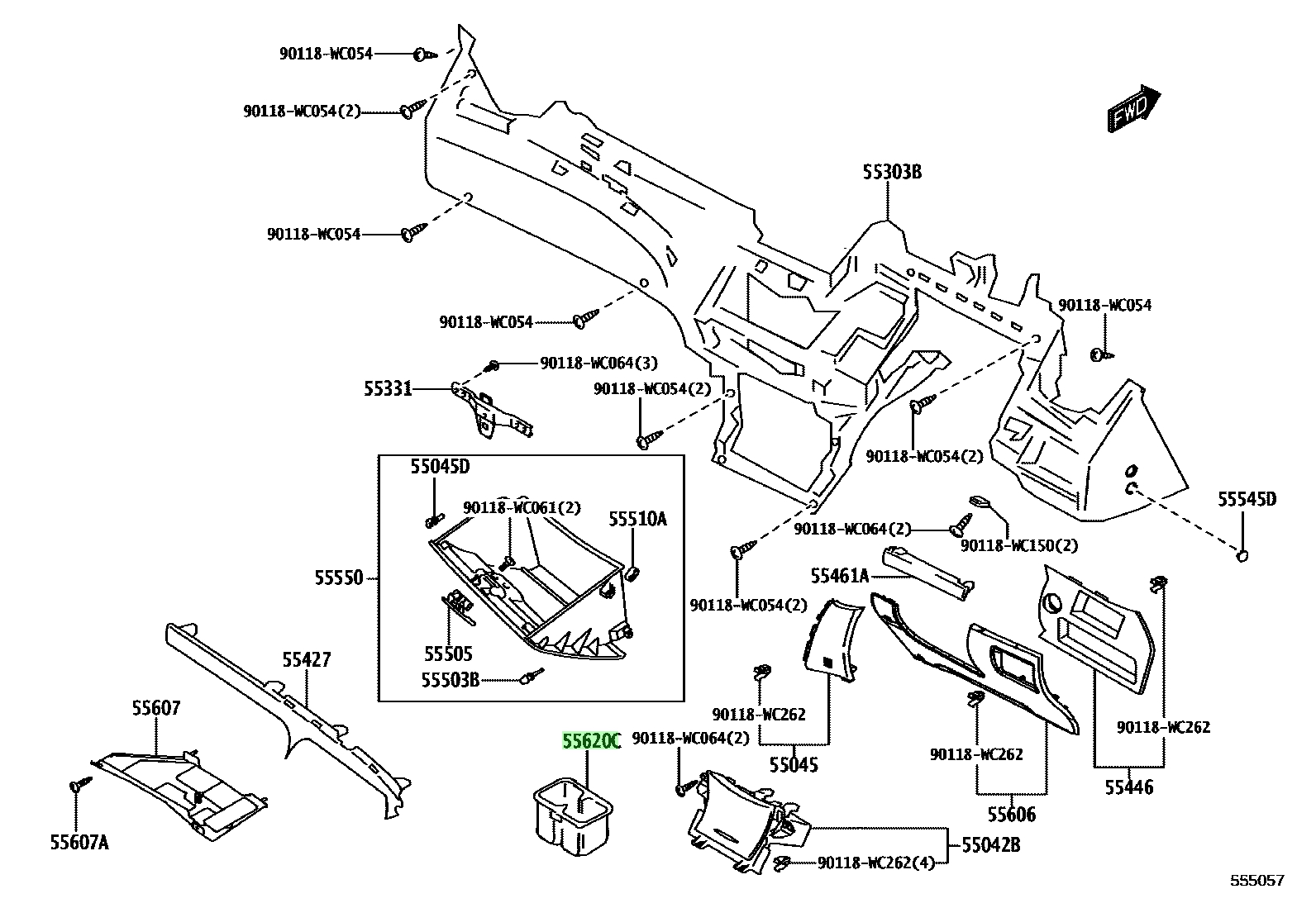 Buy Genuine Toyota 66990WC001 (66990-WC001) Holder, Instrument Panel ...