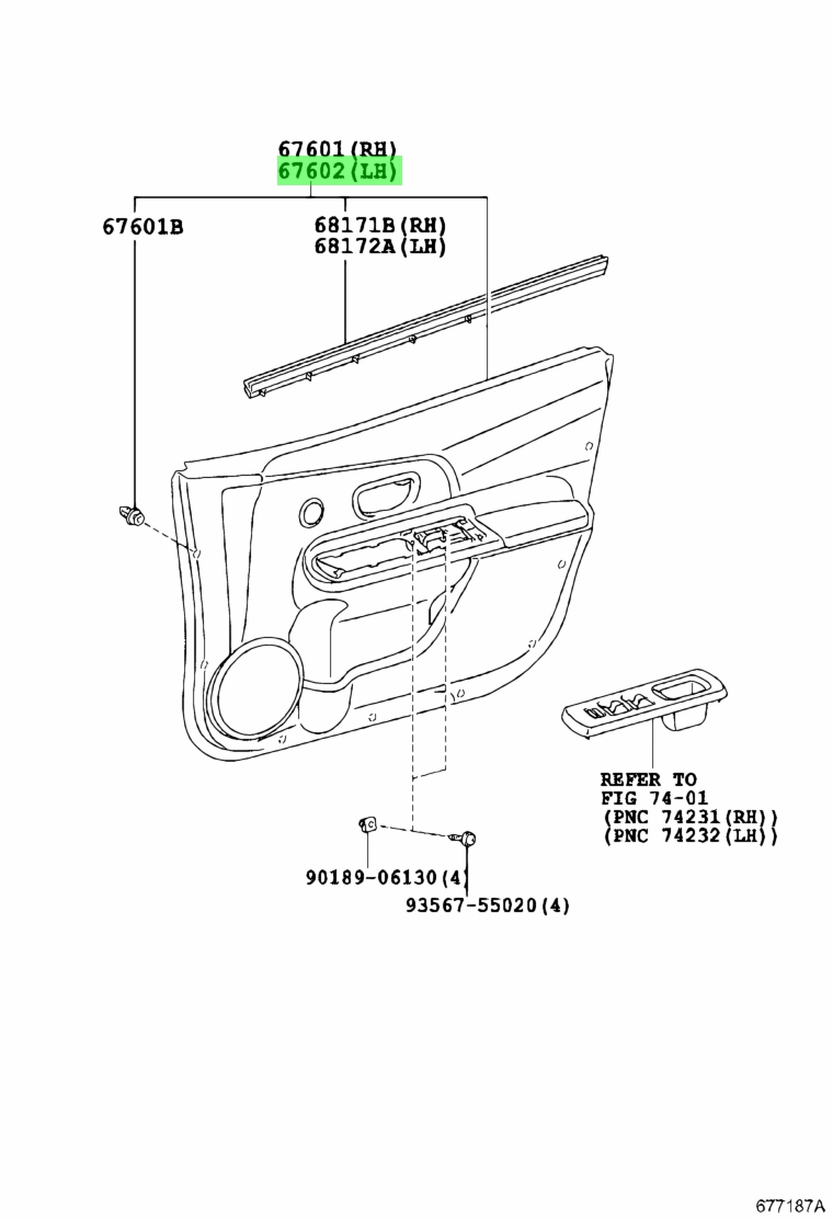 Купить Toyota 676205CM50C0 (67620-5CM50-C0) Board Sub-Assy, Front Door ...