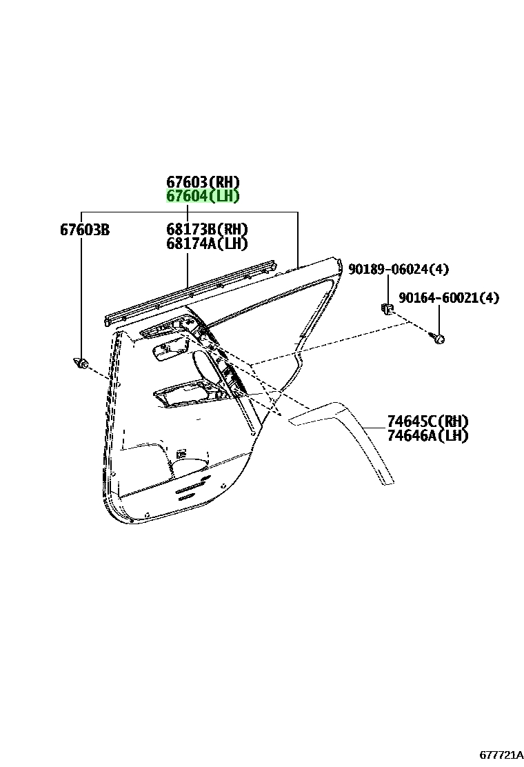 Buy Genuine Toyota 6764042530C8 (67640-42530-C8) Board Sub-Assy, Rear ...