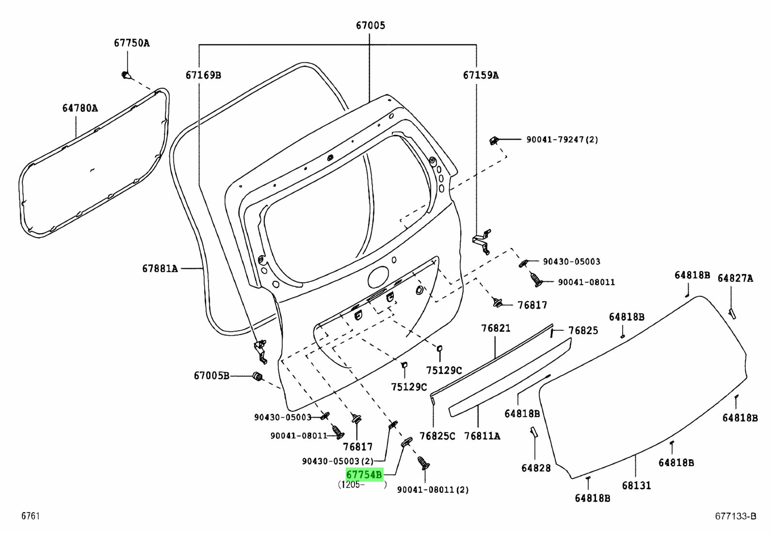 Buy Genuine Toyota 67754BZ040 (67754-BZ040) Spacer, Back Door Trim ...