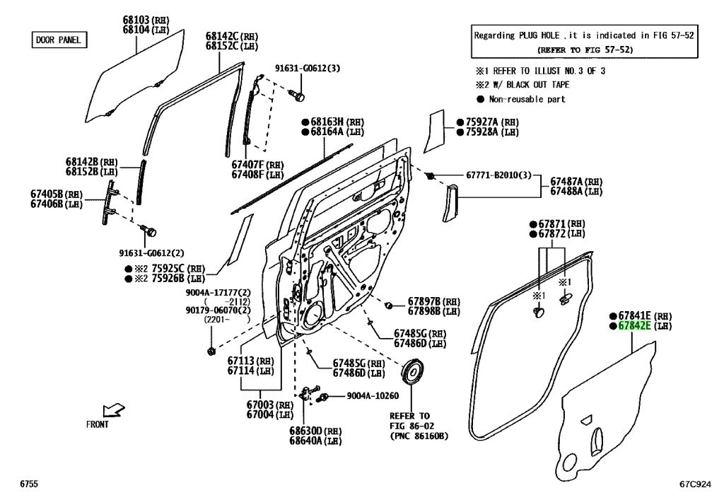 Buy Genuine Toyota 67842BZ220 (67842-BZ220) Cover, Rear Door Service ...