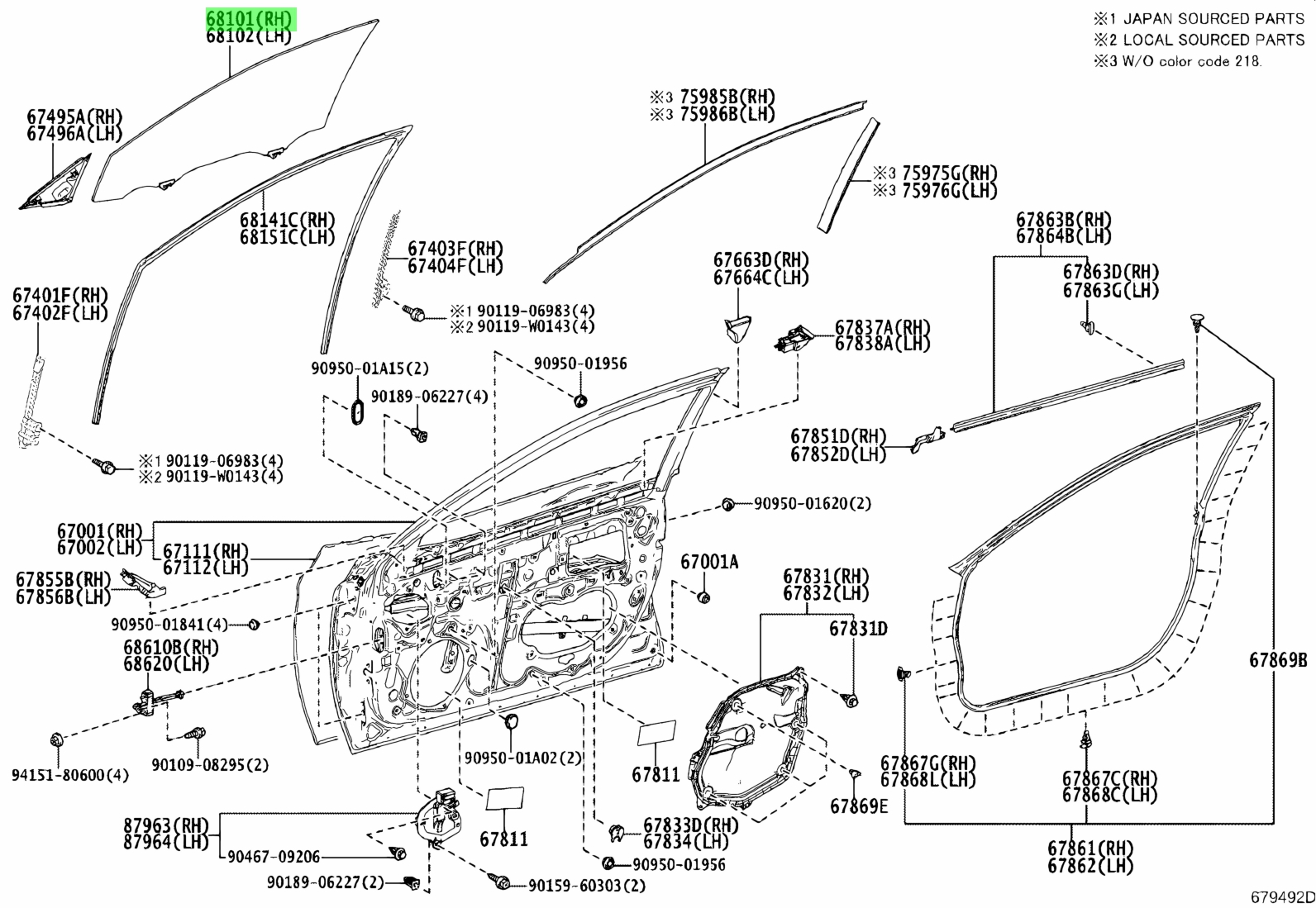 Buy Genuine Toyota 6810133330 (68101-33330) Glass Sub-Assy, Front Door ...