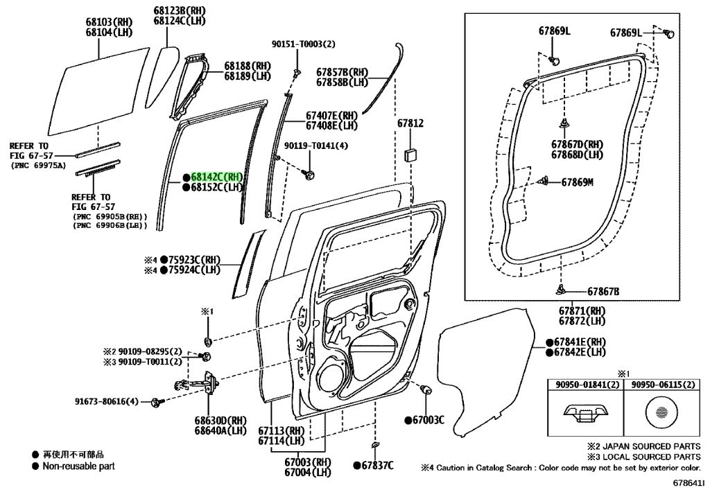 Buy Genuine Toyota 681420K100 (68142-0K100) Run, Rear Door Glass, Rh ...