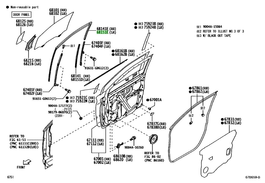 Buy Genuine Toyota 68151BZ210 (68151-BZ210) Run, Front Door Glass, Lh ...