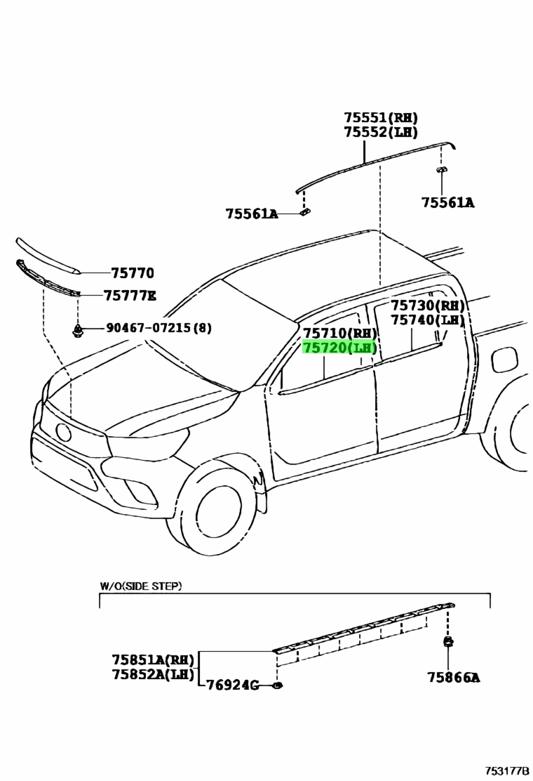 Buy Genuine Toyota 682100K040 (68210-0K040) Moulding Assy, Front Door ...