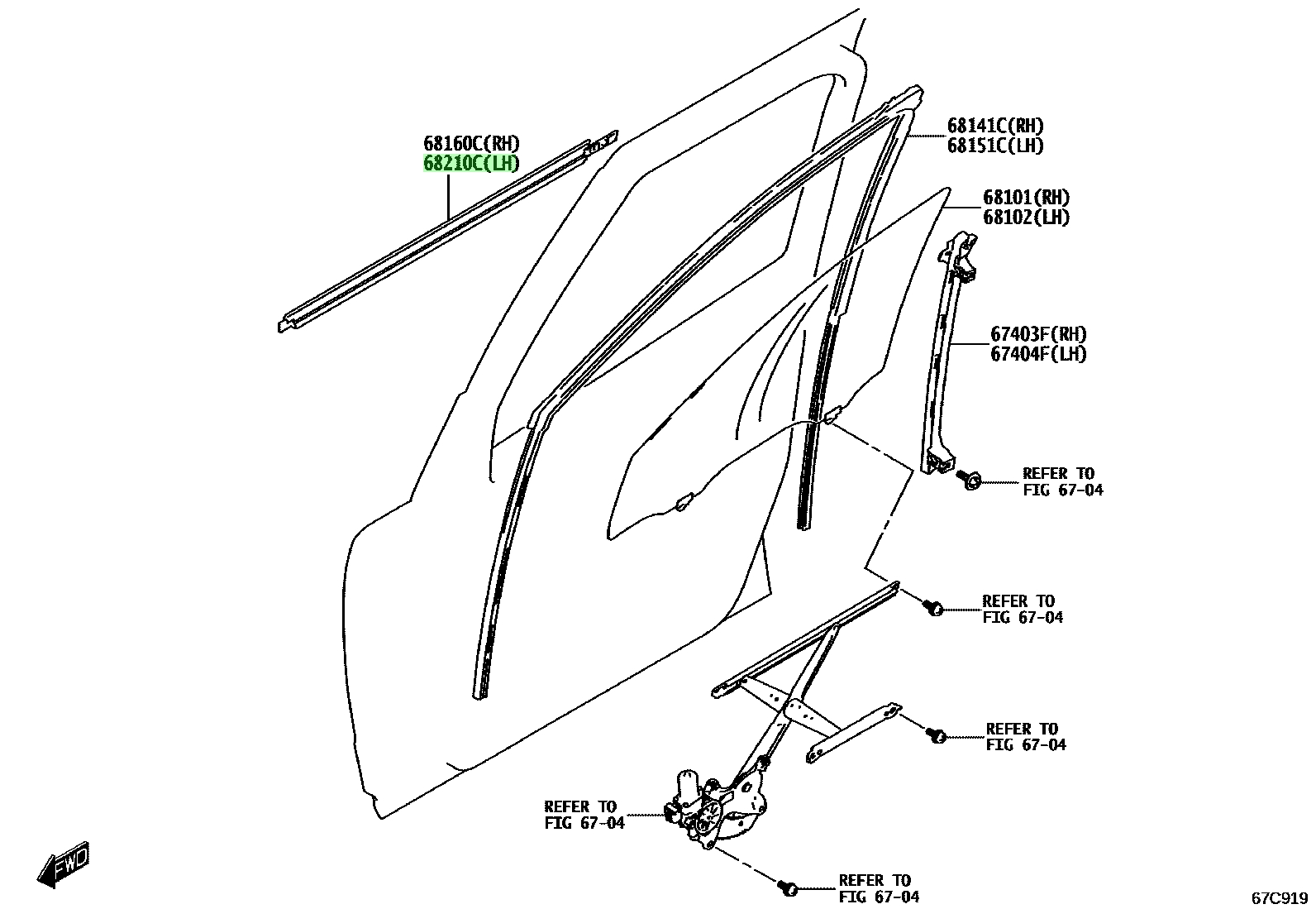 Buy Genuine Toyota 68210WC009 (68210-WC009) Weatherstrip Assy, Front ...