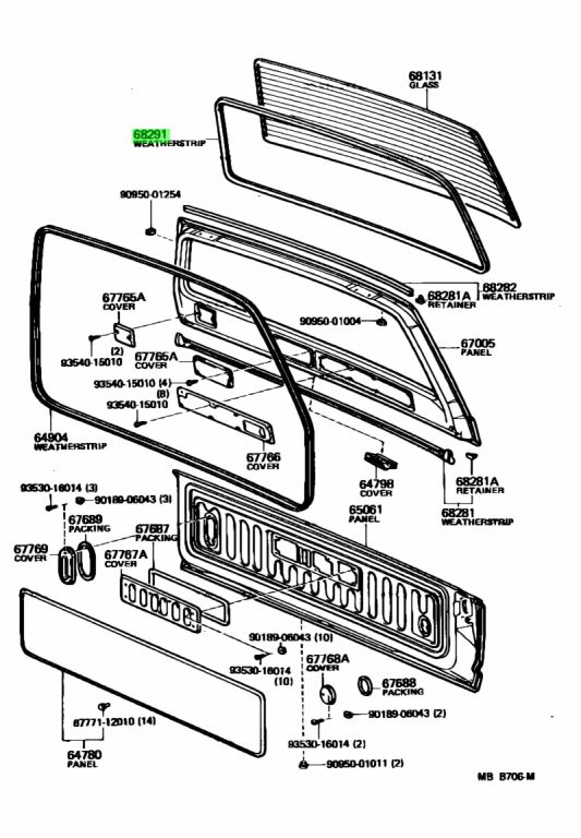 Buy Genuine Toyota 6829190A01 (68291-90A01) Weatherstrip, Back Door ...