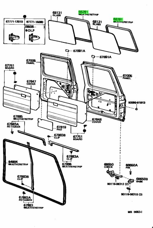 Buy Genuine Toyota 6829190A01 (68291-90A01) Weatherstrip, Back Door ...