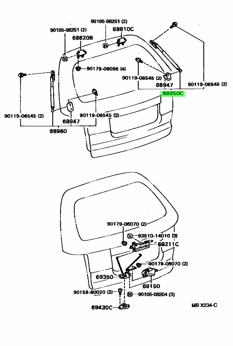 Buy Genuine Toyota 6895080022 (68950-80022) Stay Assy, Back Door, Rh ...