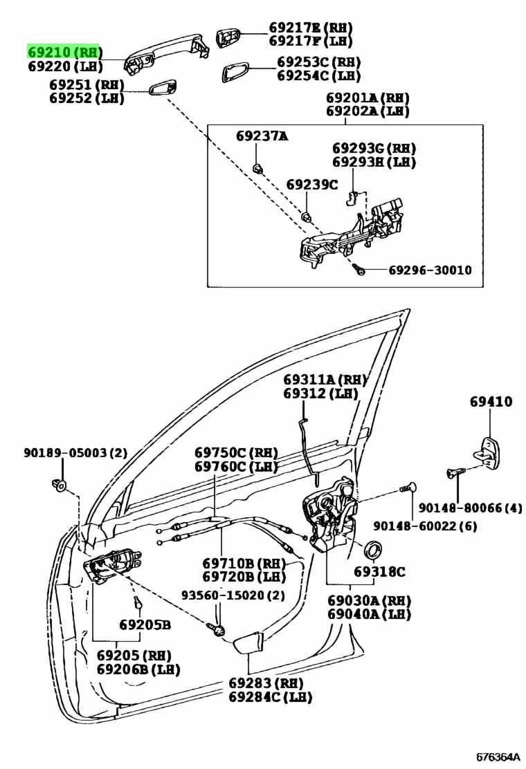 Buy Genuine Toyota 6921060160A0 (69210-60160-A0) Handle Assy, Front ...