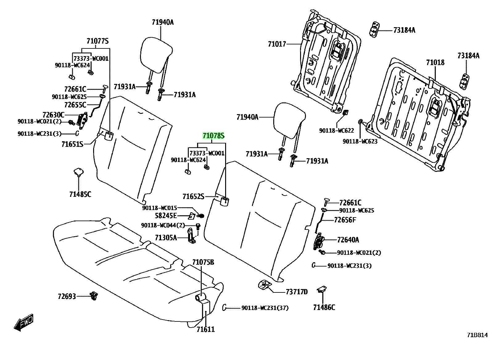 Buy Genuine Toyota 71078WC001 (71078-WC001) Cover, Rear Seat Back, Lh ...