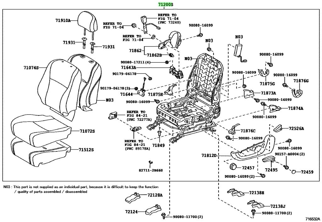 Buy Genuine Toyota 712000E170B2 (71200-0E170-B2) Seat Assy, Front Lh ...