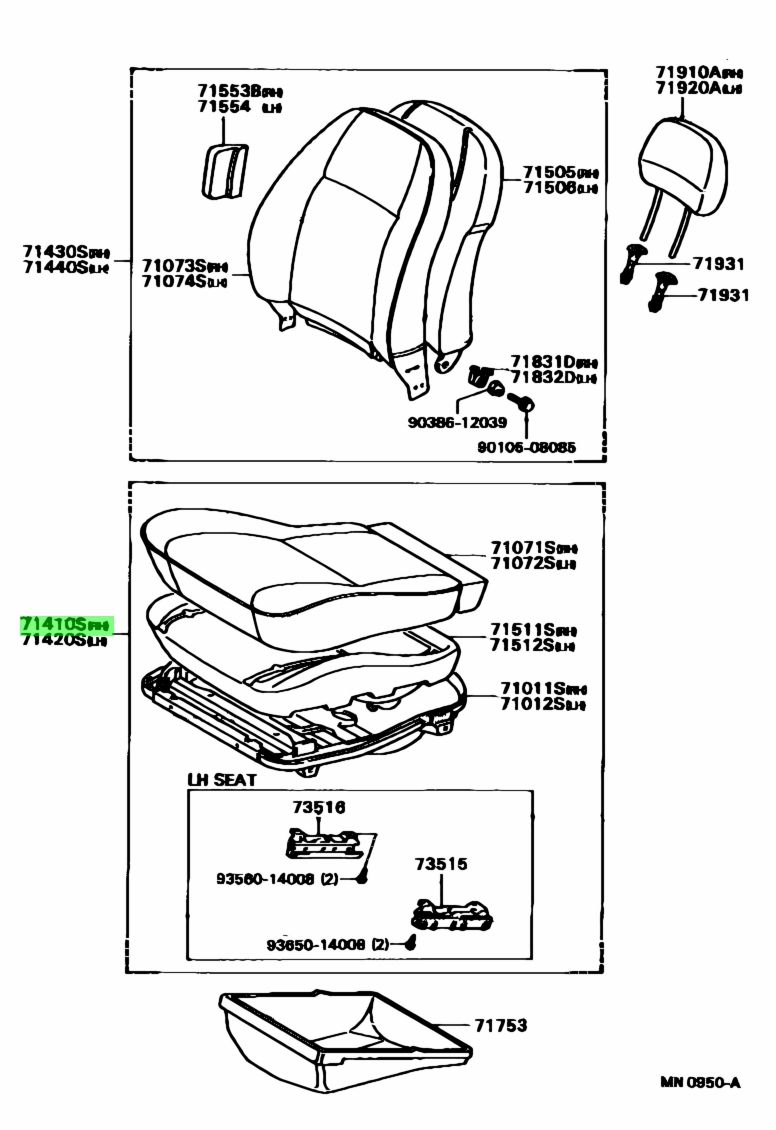 Buy Genuine Toyota 714101G110C0 (71410-1G110-C0) Cushion Assy, Front ...
