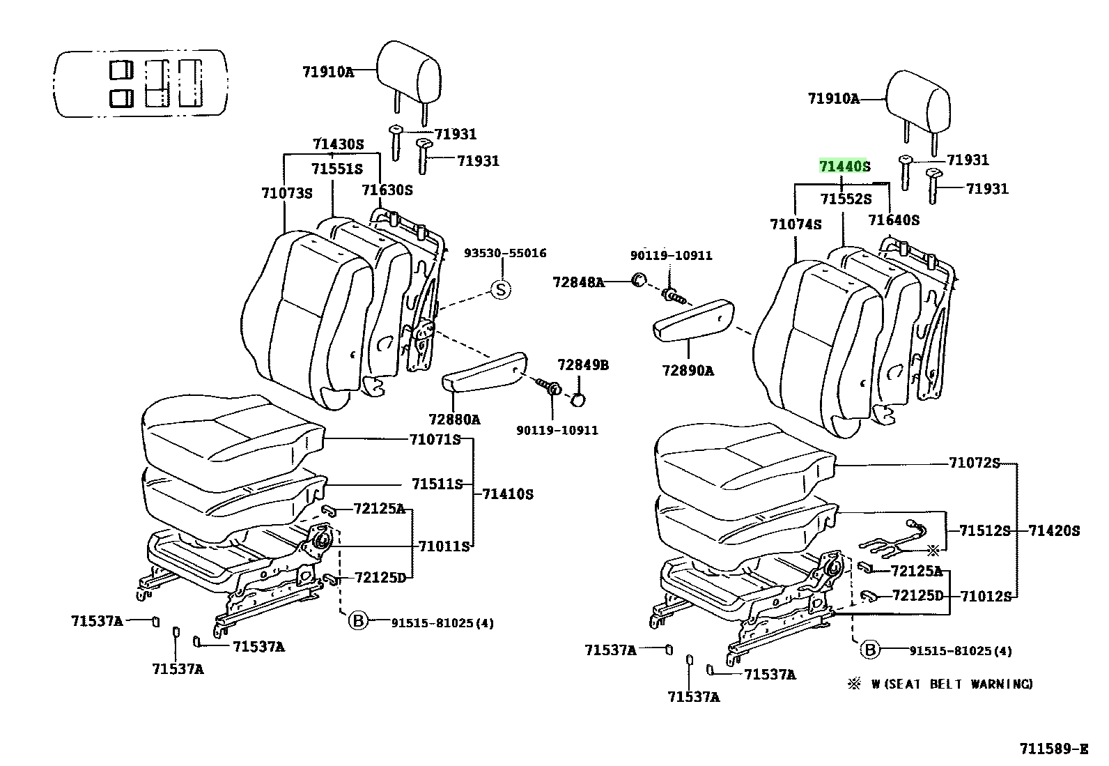 Buy Genuine Toyota 7144028A40B1 (71440-28A40-B1) Back Assy, Front Seat ...