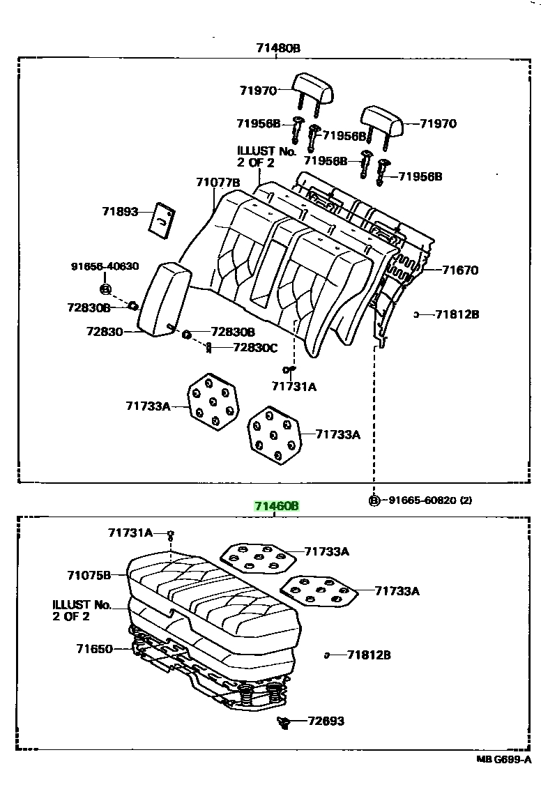 Buy Genuine Toyota 715602231002 (71560-22310-02) Cushion Assy, Rear ...