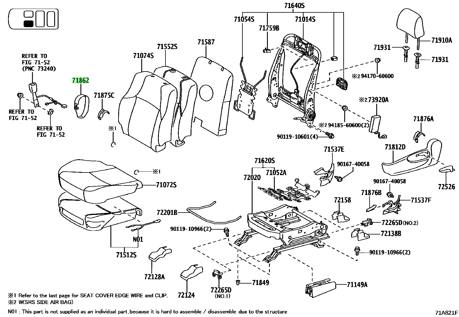 Buy Genuine Toyota 7186260120E0 (71862-60120-E0) Shield, Front Seat ...