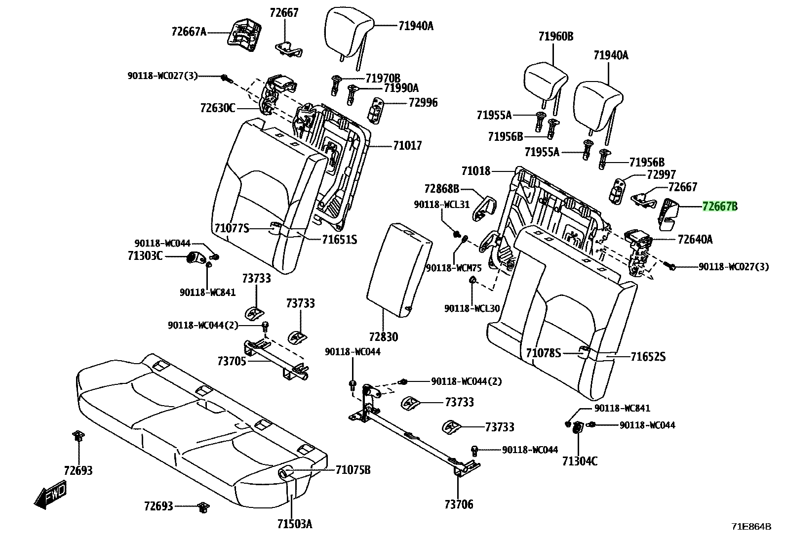 Buy Genuine Toyota 72679WC001 (72679-WC001) Bezel, Rear Seat Back Lock ...