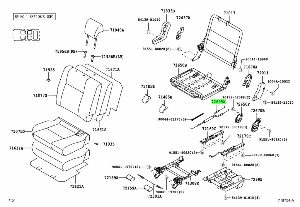 Buy Genuine Toyota 72695BZ080 (72695-BZ080) Cable, Rear Seat Lock ...