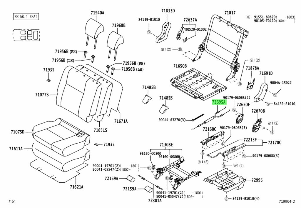Buy Genuine Toyota 72695BZ080 (72695-BZ080) Cable, Rear Seat Lock ...