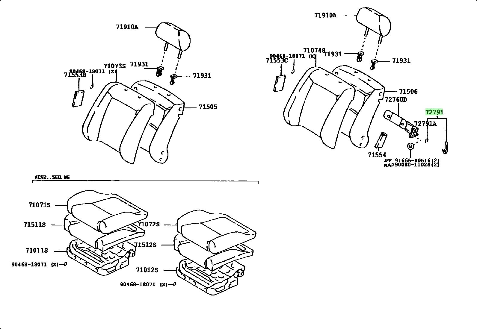 Buy Genuine Toyota 7279101020J0 (72791-01020-J0) Lever, Lumbar Support ...