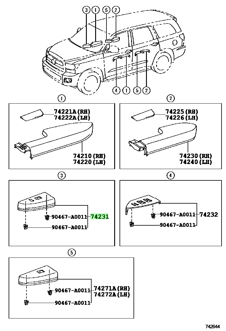 Buy Genuine Toyota 742310C130 (74231-0C130) Panel, Front Armrest Base ...