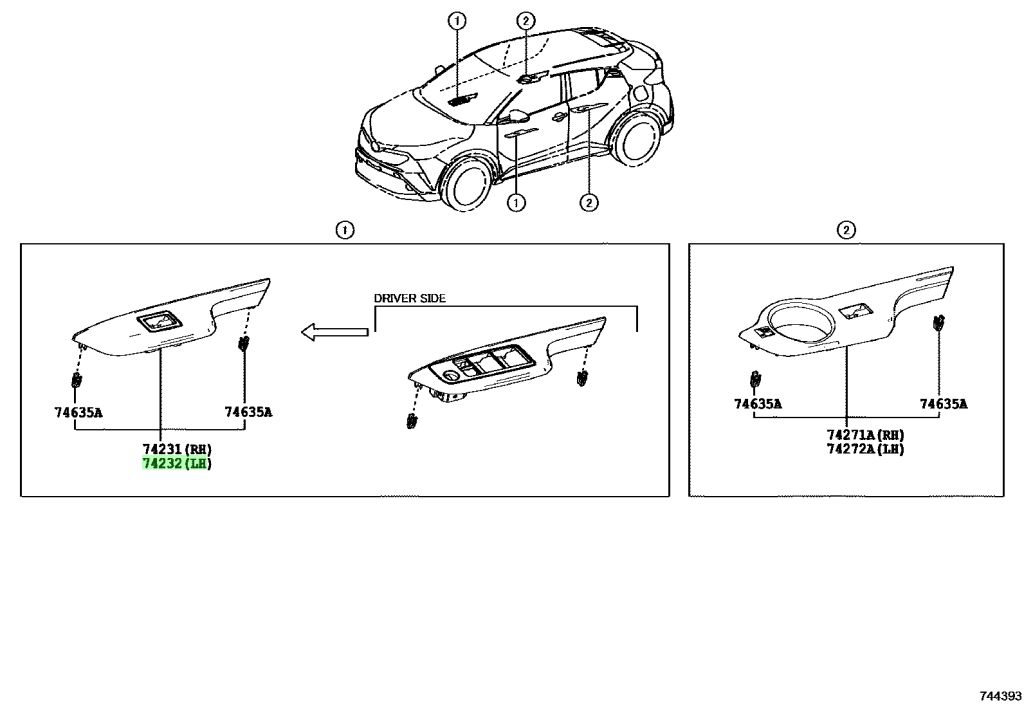 Buy Genuine Toyota 74232F4060 (74232-F4060) Panel, Front Armrest Base ...